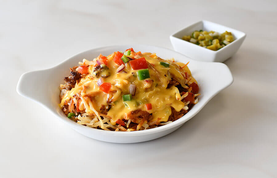 Hash Brown Skillets with Queso Bravo Dip Recipe | Land O’Lakes Foodservice
